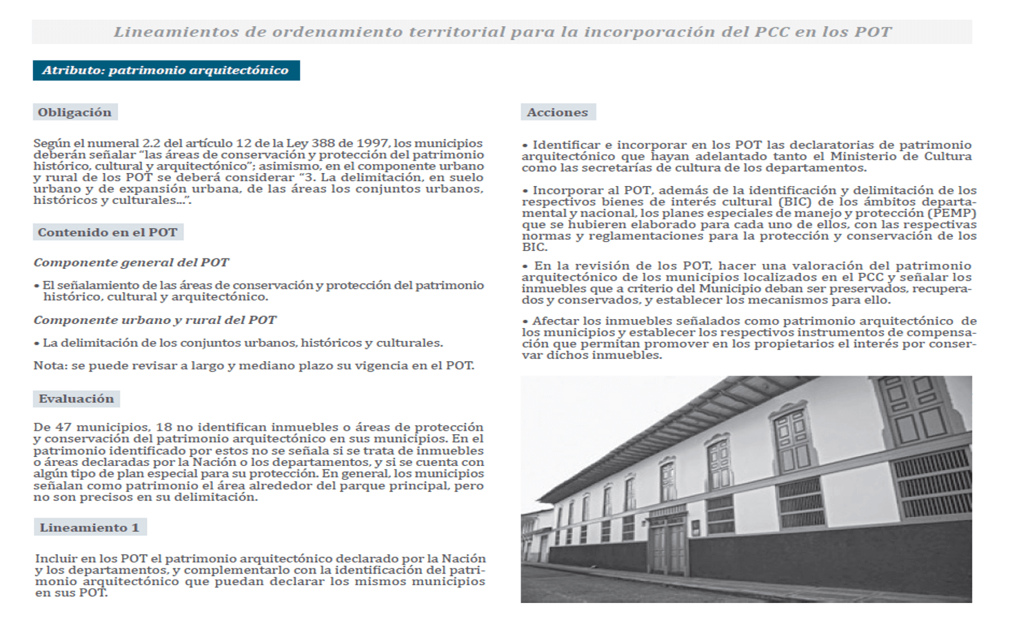 Líneamiento POT – PCC